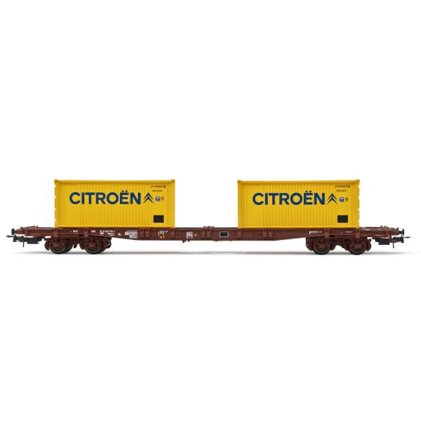 SNCF container wagon with 4 axles Sgss, loaded with 2 Containers of 20 ...