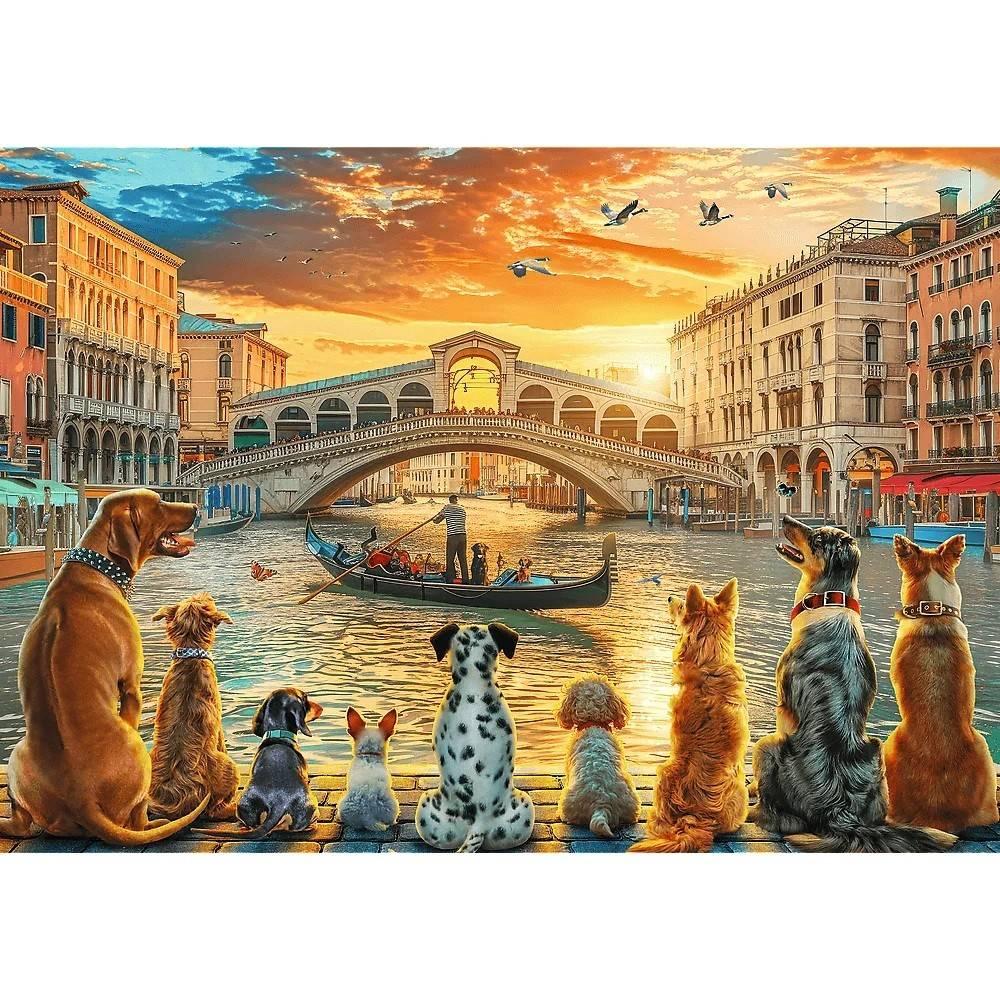 Puzzle 1000 pièces : Chiens à Venise - Trefl - Rue des Puzzles
