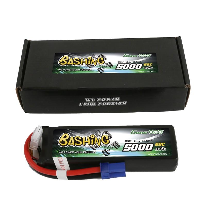 Gensace Accu Lipo 5000mAh 11.1V 60C 3S - B-60C-5000-3S1P-Bashing-EC5 ...