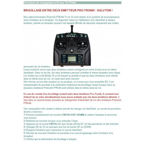 Radio PTR6A Pro-Tronik V2 + Récepteur 8 voies R8X V2 - Accu Nimh - 70100